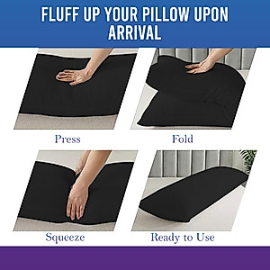 Memory Foam Body Pillow (Black, 20 x 54 Inch) - Full Body Pillows for Adults - Large Body Pillow Insert with Pillowcase for Back & Side Sleepers, Black Silk Body Pillow Cover & Silk Bonnet