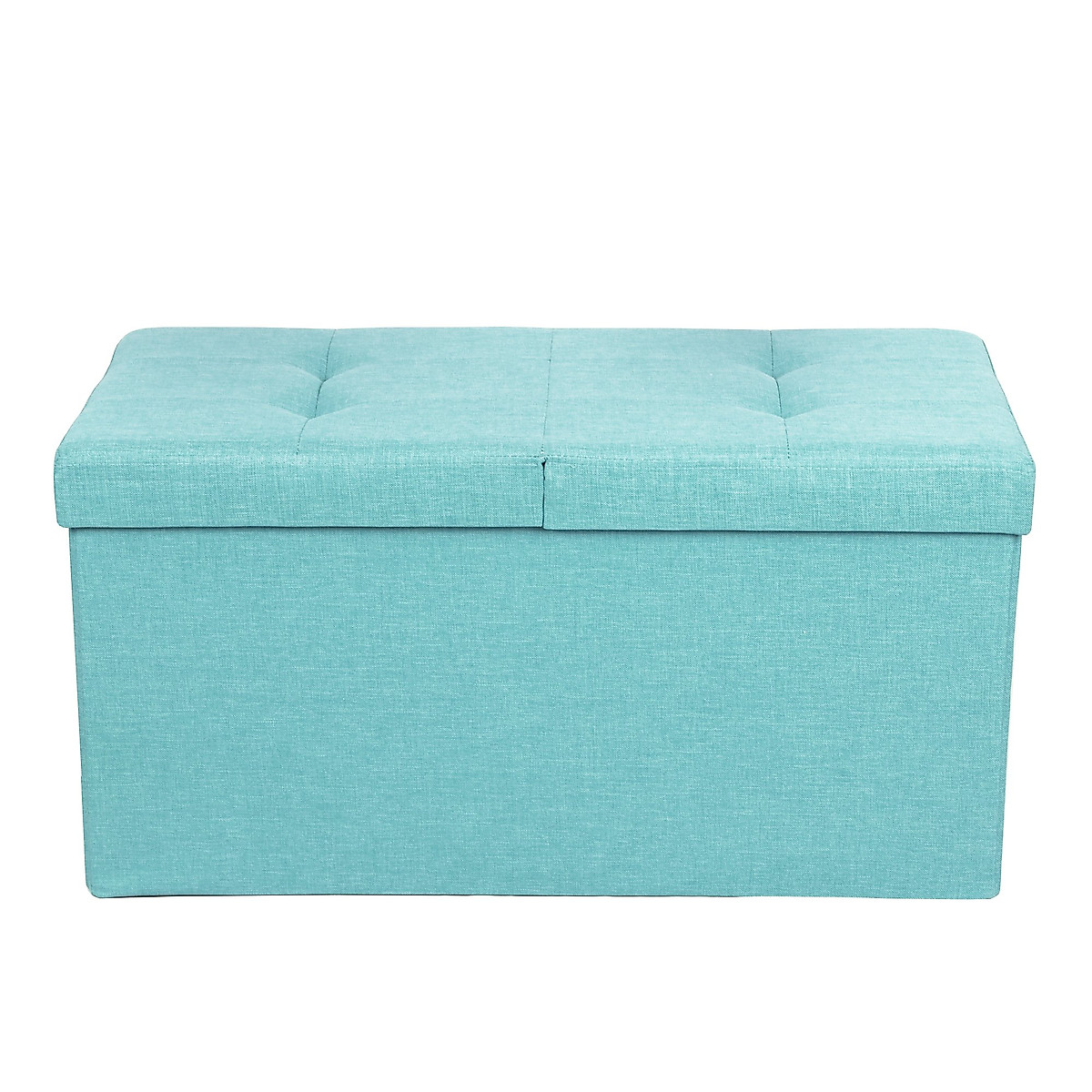 Otto & Ben Mellow Folding Box Chest with SMART LIFT Top Upholstered Tufted Ottomans Bench Foot Rest for Bedroom and Living Room, 30", Mint Blue 30" Storage Ottoman