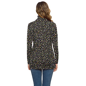 Women's Turtleneck Long Sleeve Fall Shirts Casual Slim Fit Basic Tops Layer Winter Warm Thermal Layering Tee Floral