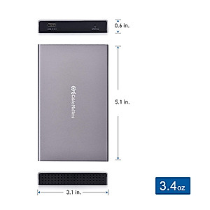 Cable Matters Premium Aluminum 10Gbps Gen 2 USB C Hard Drive Enclosure for 2.5" SSD/HDD with USB-C and USB-A Cables - Thunderbolt 4 / USB4 / Thunderbolt 3 Port Compatible with MacBook Pro, MacBook Air