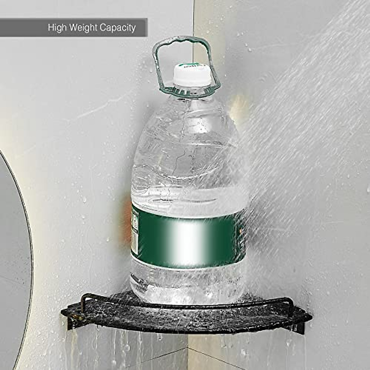 Sofinny Glass Corner Shelf for Bathroom Corner Shower Shelf Black Tempered Glass Shelf with Rail Bathroom Corner Organizer Bathroom Shelves Wall Mounted-2 Pack