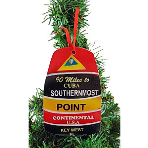 Southernmost Point Buoy Replica Ornament Wooden Key West Christmas Tree Decoration, 4 inch