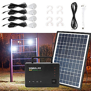 Solar Generator-Portable power generator with solar panel,LED Light USB Charger Camping with 4 Bulbs,Reusable Solar Generator Power Storage Power Panel, Emergency Power Supply
