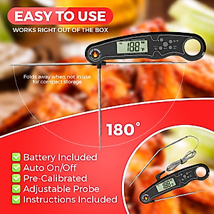 Bluetooth Digital Meat Thermometer- Dual Probe BBQ Thermometer- Cooking Thermometer with Mobile App Rechargeable Battery & Built-in Magnet-Water Resistant Instant Read Food Thermometer