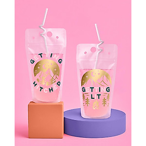 xo, Fetti Camp Bachelorette Drink Pouches - 16 pcs | Bach Party Decorations, Camp Bride Drinkware, Getting Lit + Getting Hitched, Bridesmaid Favor, Bride to Be Gift + Bridal Shower Supplies