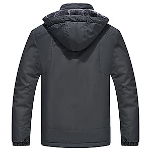 Rapoo Winter Coats for Men - Waterproof Windbreaker Jackets, Fleece Warm Snowboard Ski Coats, Dark Grey, XL