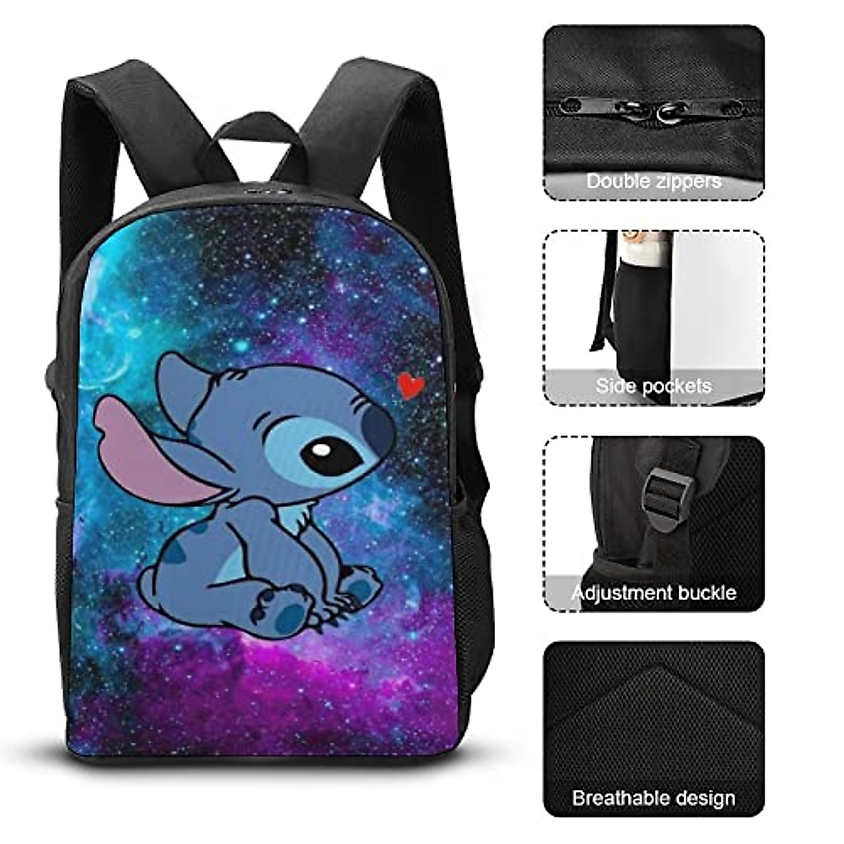 dvyuwhe 3pcs Cute Backpack Set for Boys Girls,Cartoon Backpack with Adjustable Lunch Bag And Pencil Case for Work/Travel