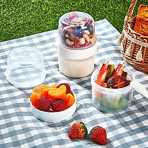 Sumind 4 Pcs Parfait Cups Cereal Container Overnight Oat Container with Lids Cereal Cup Parfait Cups Oatmeal Fruit Yogurt Food Storage Containers Parfait Cups with Lids Reusable, 22.7 Oz Total