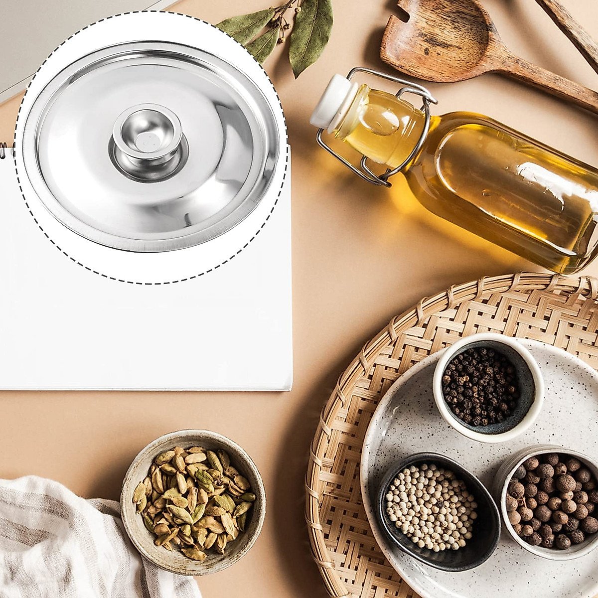 DOITOOL Stainless Steel Cover Bowl- 6.3in Small Universal Lid for Pots- Reusable Mini Pan Lid Bowl Covers with Handle for Pot and Pans