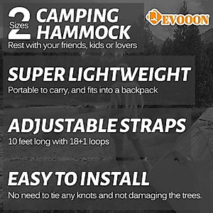 Camping Hammock for Outside,Double Hammock with Tree Straps(18+1Loops) 210T Nylon Parachute Lightweight Portable Hammock for Outdoor Travel,Hiking,Backpacking,Hunting,Outdoor,Beach,Camping Gear-660LBS