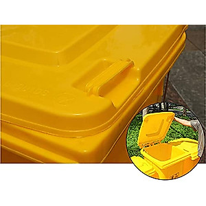 LZQBD Garbage Cans,Multifunctional Trash Can, Wheeled Industrial Waste Compost Bin for Factory Community Street Outdoor Garbage Recycling Bin,Yellow,50L