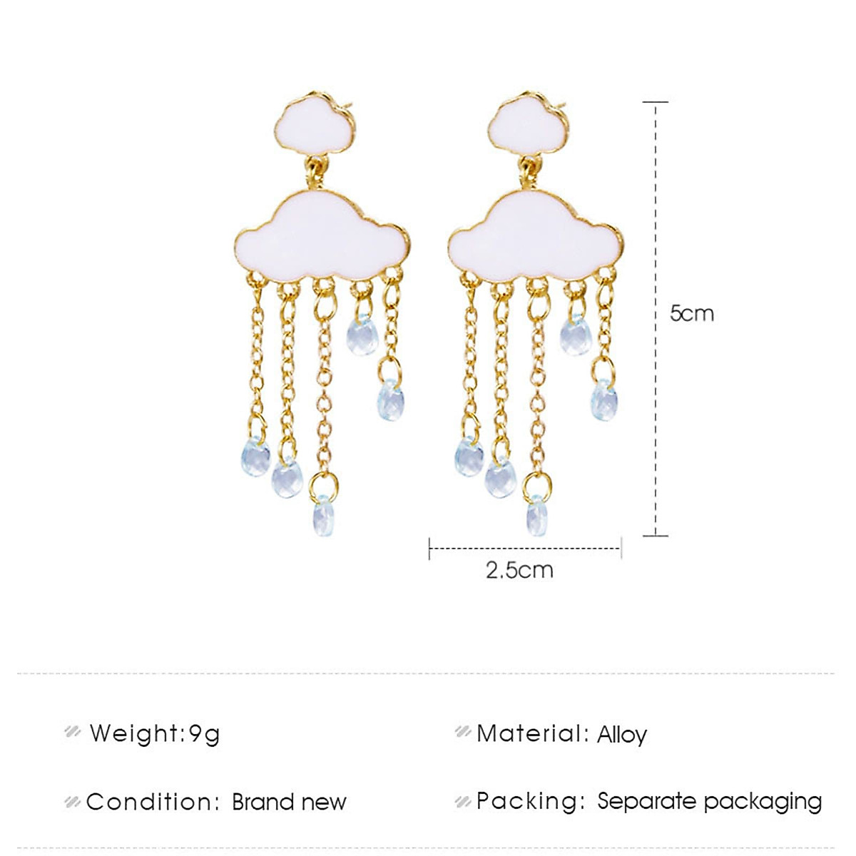coadipress Cloud Earrings for Women Fashion s925 Silver Needle Long Tassel Gold Plated Raindrop Pearl Dangle Drop Statement Studs Earrings Jewelry (Big Cloud Tassel)
