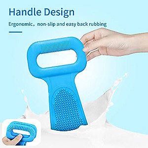 Silicone Bath Body Brush - Silicone Body Back Scrubber Lathers Well Bath Shower Towel Silicone Body Wash Scrubber (Blue)