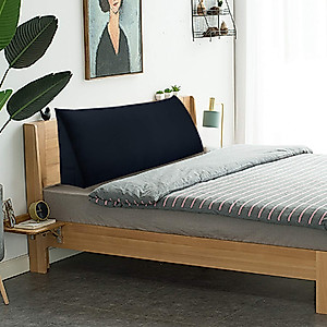 BNCKTRD Headboard Wedge Pillow Cal King XXL Bolsters Pillow for Bed Back Support Backrest Cushion for Reading Watching TV Working Sitting on Bed Large Daybed Couch Bed Rest Pillow Velvet Black