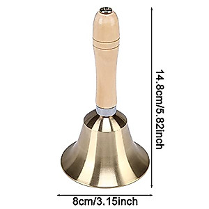 Extra Loud Solid Brass Hand Call Bell with Wooden Handle