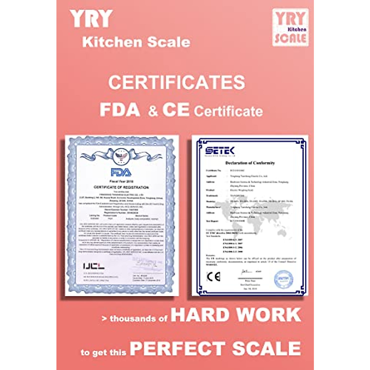 YRY Pink Kitchen Scale - Large LCD Display, Tare Function, 11 lbs(5kg) Capacity, 0.03 oz.(1g) Precise Graduation, ML and Oz Unit for Liquids and Solids - Ideal Food Scale for Baking & Cooking (5kg/1g)