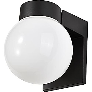 Nuvo Lighting SF77/140 Utility Fixture Die Cast Aluminum Durable Outdoor Wall Mount Porch and Patio Light with White Glass Globe, Black