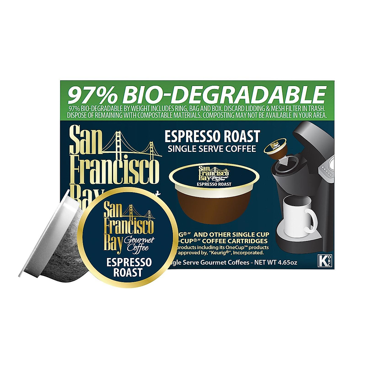San Francisco Bay Coffee OneCup, Espresso Roast, 12 Count (Pack of 6)