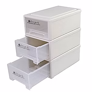 Rinboat 6 Quart Stacking Storage Drawer Unit Front Box, 3 Packs
