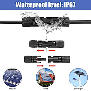 PRECIHW 12 Pairs Solar Panel Cable Connectors, Multi-Contact 4 Solar Connectors, IP67 1000V 30A Waterproof Male/Female Solar Panel Cable Connectors for 2.5/4/6mm² with 2 Pack Wrenches