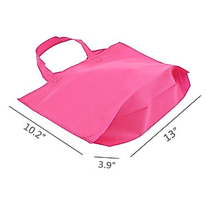 Shindel 24 Pack 13" Tote Gift Bags One Side Blank Non-woven Bags Colored Treat Bags, Easter Egg Hunt Bags