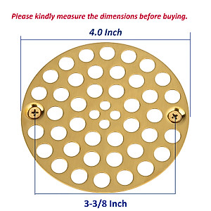 Artiwell 4’’ Shower Strainer Drain Trim Set, Solid Brass Screw-in Shower Strainer Drain Cover, Replacement Strainer Grid by Artiwell, Machine & Self-Tapping Screws Included (Brushed Gold)