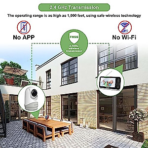 OKAIDI Baby Monitor with Camera and Audio, 5" Large Screen with 30-Hour Battery, 1000ft Range Video Baby Monitor, Remote Pan-Tilt-Zoom Baby Monitor No WiFi, Night Vision, VOX, 2-Way Talk, 8 Lullabies