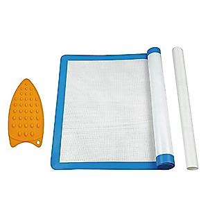 Applique Mat(14" x 18"), Silicone Fusing Mat for Applique and Arts Crafts Creation, Quilter Appli-Fuse Mat, Including Non-Stick Pressing Sheet for Heat Press and Silicone Iron Rest Pad (14"x18")