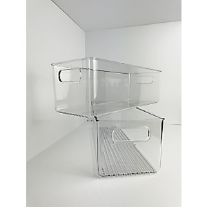 Orderly Elegance Clear Plastic Organizer Bin 16in (L) x 6in (W) x 5in (H) 2 pack