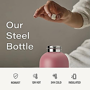 waterdrop – 20 oz Starter Set – Stainless Steel Water Bottle With Vitamin Hydration Flavoring Cubes - Midtone Pink