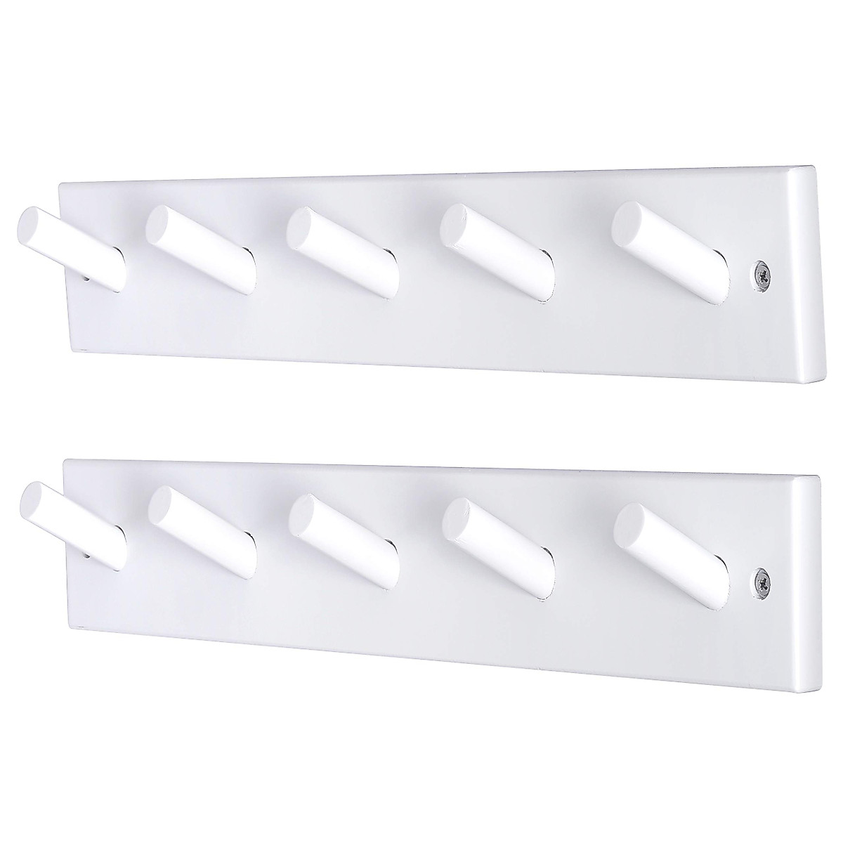 Dseap Wall Mounted Coat Rack: 16-Inches Hole to Hole, 5 Pegs Coat Hanger Hooks for Hanging Coats Towels Hats Clothes, White