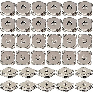 EuTengHao Magnetic Snaps Buttons, Silver Magnetic Purse Snap Clasps, Plum Magnetic Snap Closures for Purses Handbags, 15mm Magnet Button Closure Fastener for Clothes Sewing DIY Craft