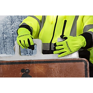 JORESTECH Fleece Lined Winter Work Gloves High Visibility Safety Touch Screen Technology Multipurpose (Large)