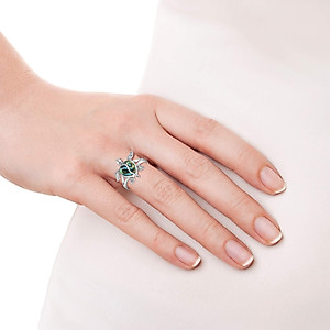 AeraVida Ocean Love Sea Turtle with Heart Shaped Shell & Abalone Seashell Inlays in Sterling Silver Ring Sizes 7-9 for Beach Inspired Style with Tendy Surfer Vibes