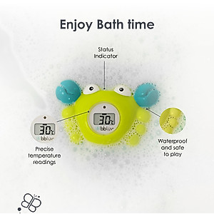 bblüv Kräb | 3-in-1 | Baby Bath Thermometer | Floating Baby Water Thermometer & Room Thermometer | Bathtime Toy for Accurate Celsius Measurement