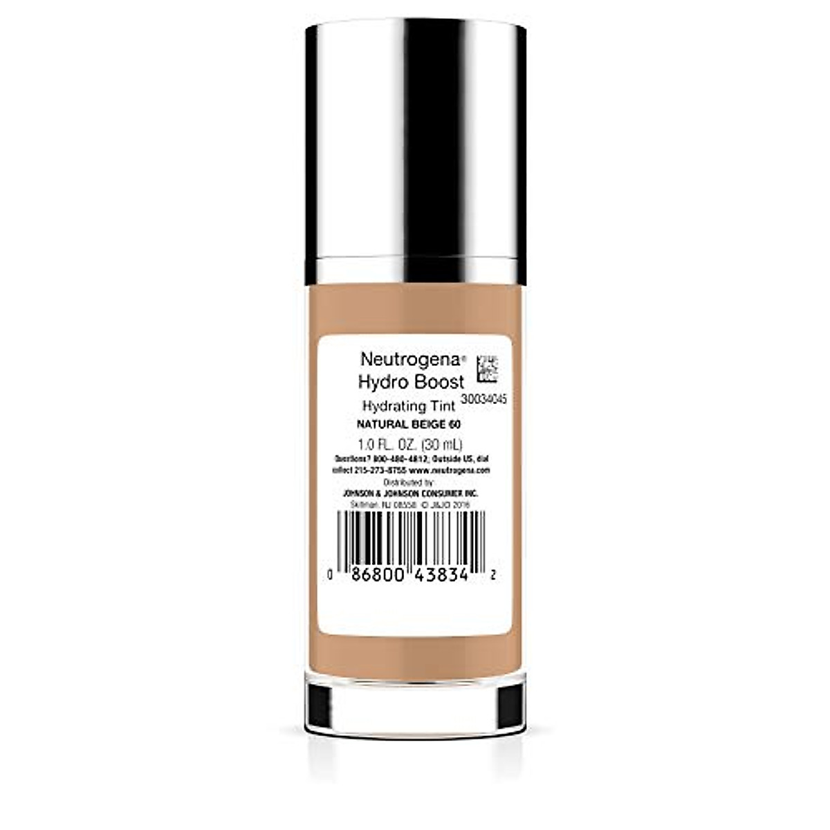 Neutrogena Hydro Boost Hydrating Tint with Hyaluronic Acid, Lightweight Water Gel Formula, Moisturizing, Oil-Free & Non-Comedogenic Liquid Foundation Makeup, 60 Natural Beige 1.0 fl. oz