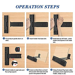 12" Phone Screen Magnifier with Bluetooth Speakers - 3D HD Magnifying Projector Screen Enlarger for Movies, Videos, Games - Foldable Cell Phone Stand with Screen Amplifier - Supports All Smartphones