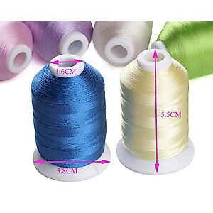 Simthread Embroidery Machine Thread 550 Yards 40 Brother Colors and 2 Metallic Thread Gold&Silver Colors for Embroidery and Sewing