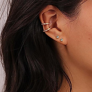 GGold Earrings for Women Trendy 14k Gold Plated Stud Earrings Earring Sets for Multiple Piercing Simple Flat Back Earrings Ear Cuff Cartilage Earrings for Women Gift for Her
