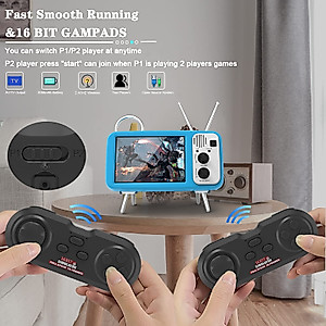 EASEGMER Retro Handheld Emulator Game Console with 5000 Classic Video Games, 4.0Inch Screen, Supports TV Connection and Two Players, Blue