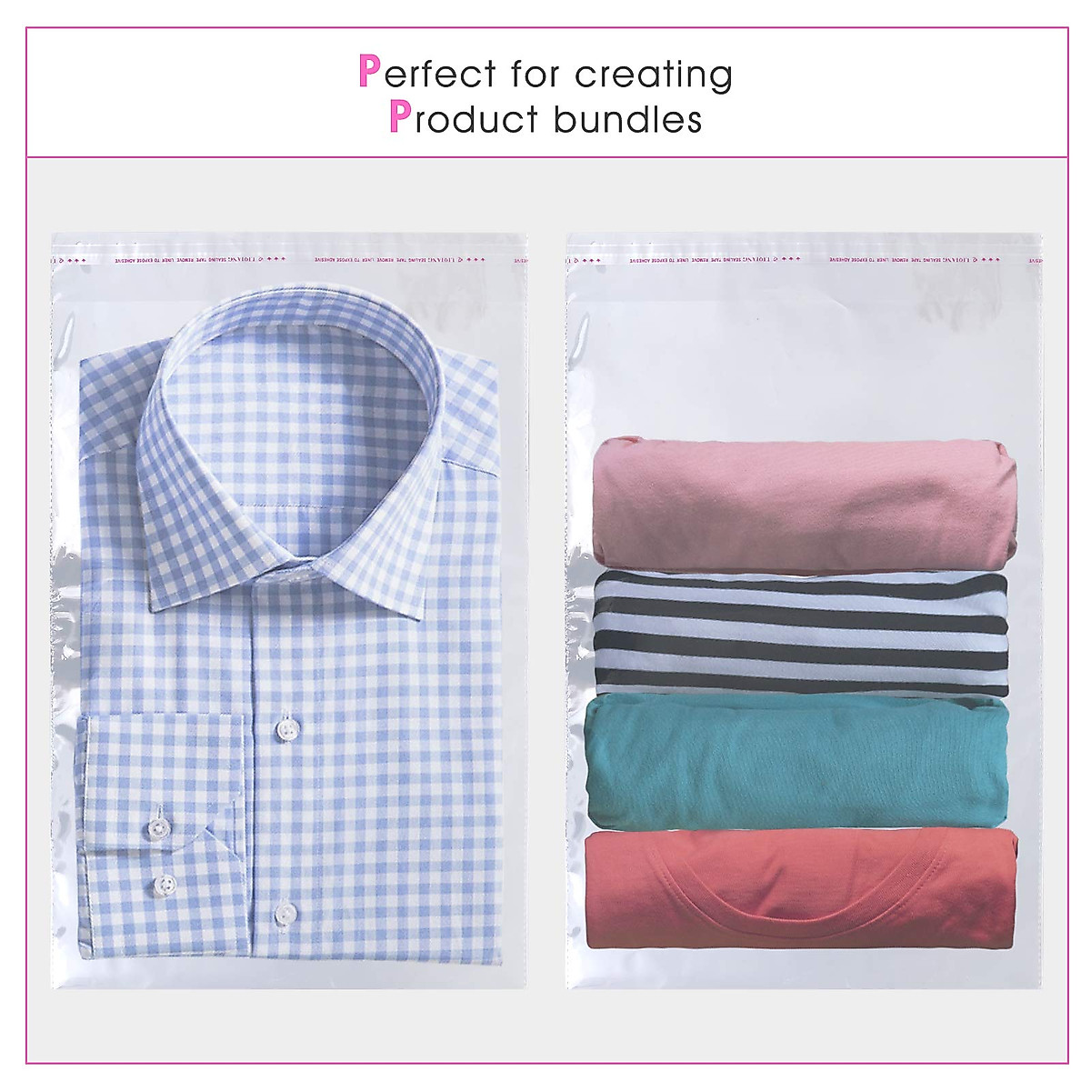 Alliebe 100 Count 12x16”Clear OPP Plastic Mail Bags Self-Sealing for Cello Bags Great for Clothes T-Shirts Pants Flyers Party Wedding Gift Bags (12x16”(100Count))