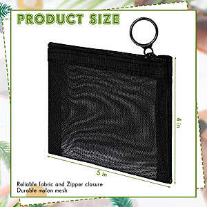 Jexine 60 Pcs Small Zipper Pouch Bulk Nylon Mini Mesh Pouches Multipurpose Coin Purse Pouch Zippered Mesh Cosmetic Bag Portable Storage Makeup Bags for Travel Supplies (Black)