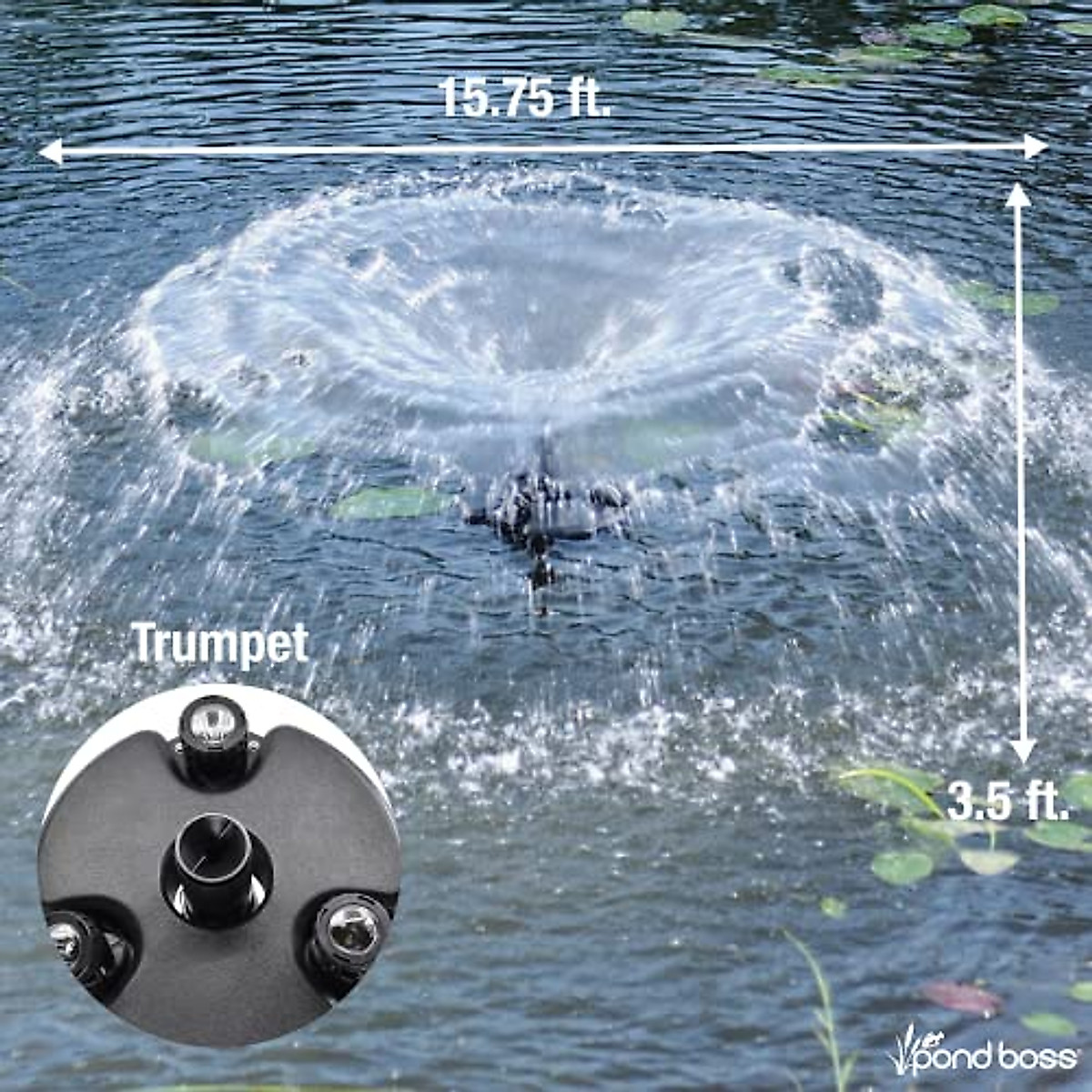 Pond Boss DFTN12003L Floating Fountain With Lights, 50 Foot Power Cord, 1/4 hp