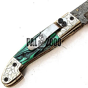 PAL 2000 KNIVES POC-9777 Folding Knife Handmade Damascus Steel Pocket Knife Resin Handle