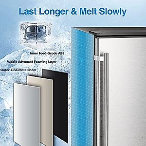 R.W.FLAME Under Counter Ice Maker, 80Lbs Daily Built-in Ice Maker Machine, Reversible Door, Auto Clean, 24H Timer, Commercial Ice Maker for Home & Coffee Shop, Silver