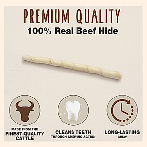 Cadet Premium Grade Beef Hide for Dogs, Long Lasting Rawhide Twist Chew Sticks, Natural Dog Chews, 5 Inch Dog Bones (75 Count)