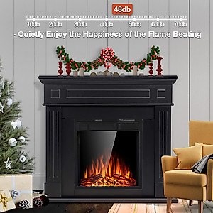 Cowsar 44" Electric Fireplace with Mantel Package Free-Standing Fireplace Heater, Wooden Surround Firebox with Log, Remote Control, 750-1500W, Black