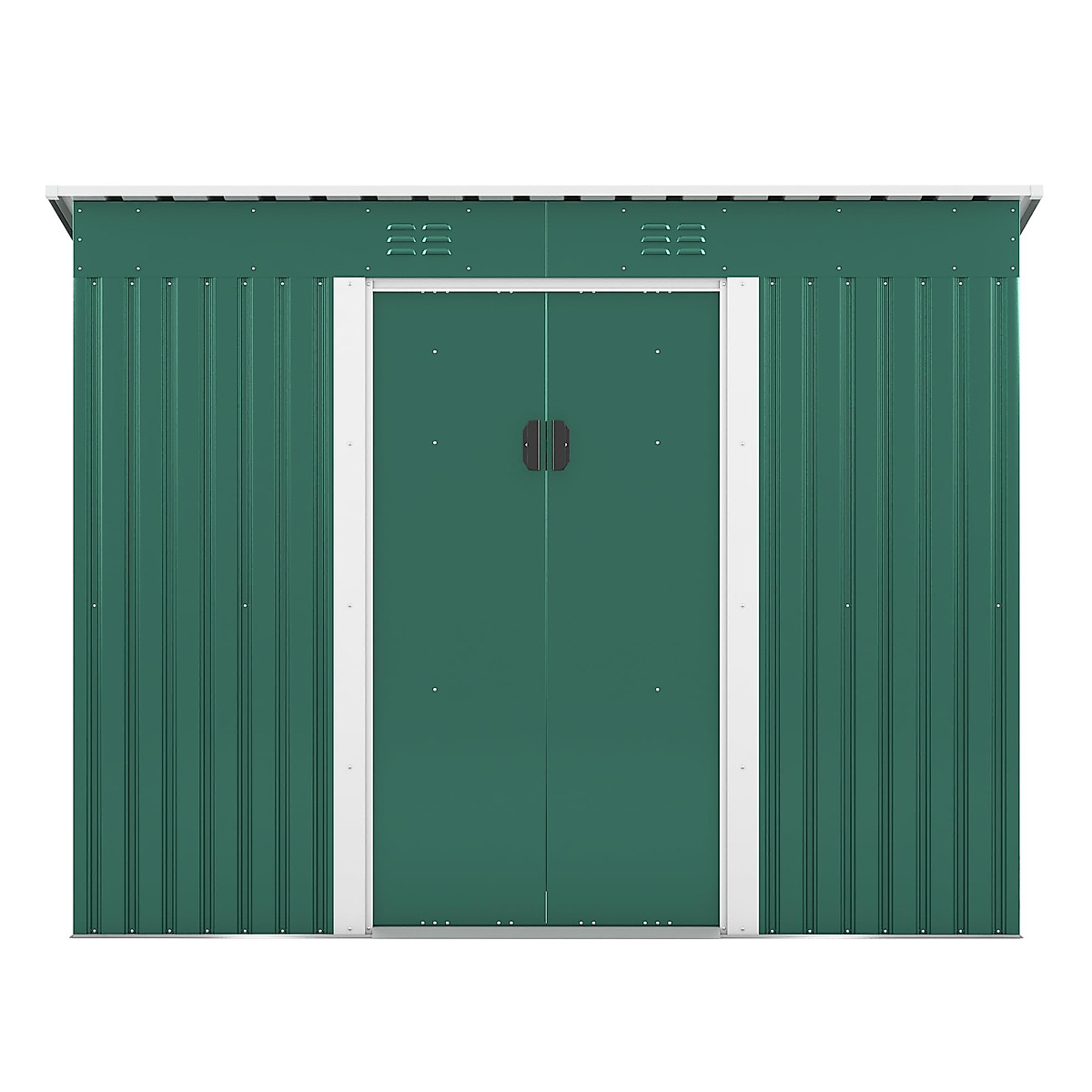 Generic 4.2 x 9.1 Ft Outdoor Storage Shed, Metal Tool Shed with Lockable Doors Vents, Utility Garden Shed for Patio Lawn Backyard (Green)