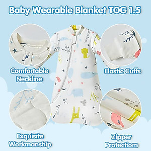 XIFAMNIY 1.5 TOG Baby Wearable Blanket Detachable Long Sleeve Swaddle Toddler Kids Sleeping Bag