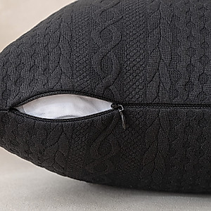 MIULEE Decorative Throw Pillow Covers Set of 2 Super Soft Modern Stretchy Embossed Patterned Cushion Covers for Farmhouse Couch Sofa Livingroom Bed,Black 18x18 inch